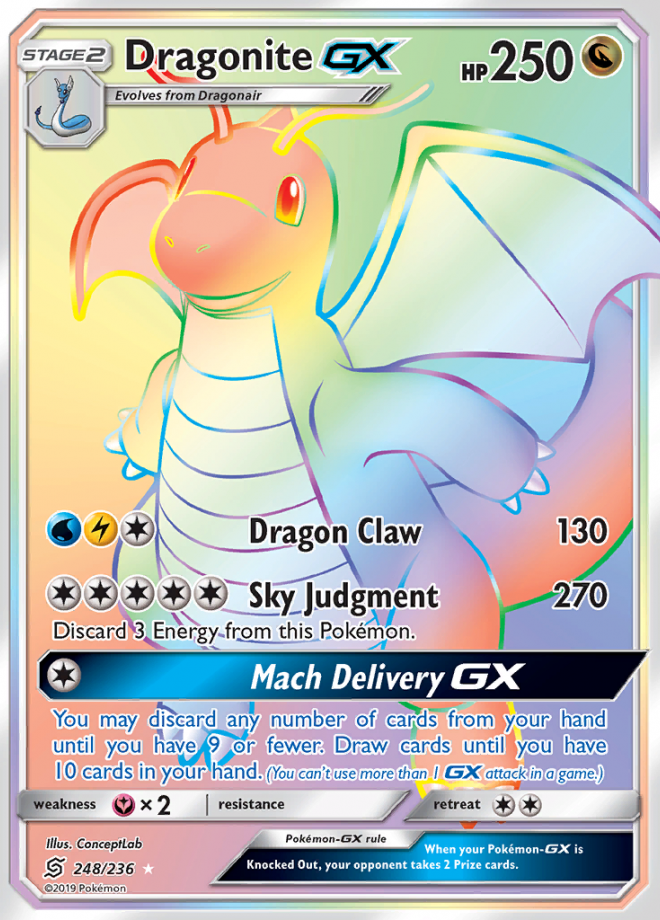 Dragonite GX - Unified Minds - Rare Rainbow - Pokemon TCG - DigitalTQ